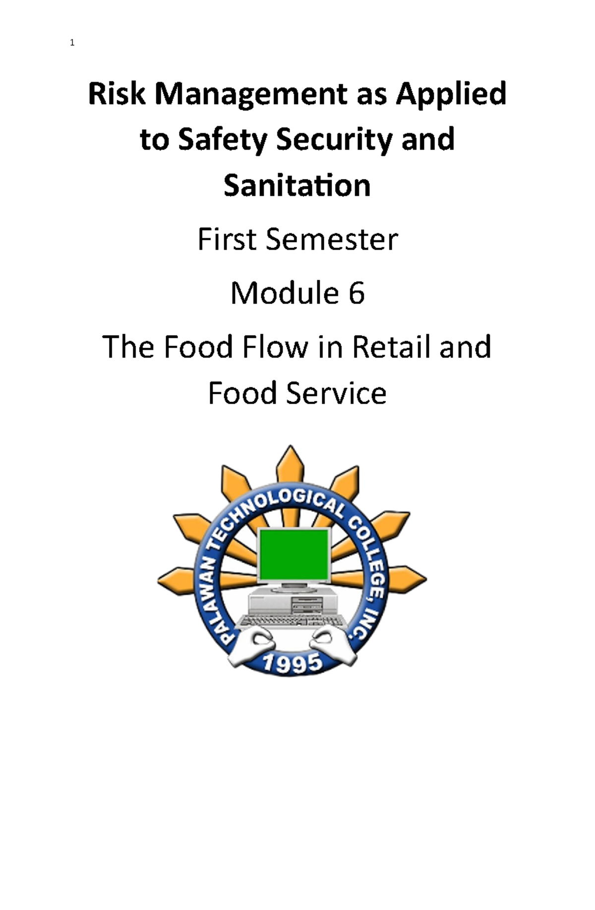 Module 6: Food Flow & Safety Guidelines in Retail/Food Service - Studocu