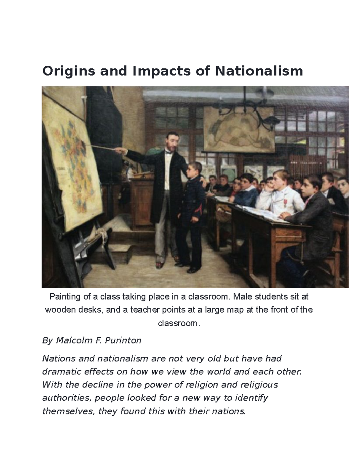 Nationalism - Origins and Impacts of Nationalism Painting of a class ...