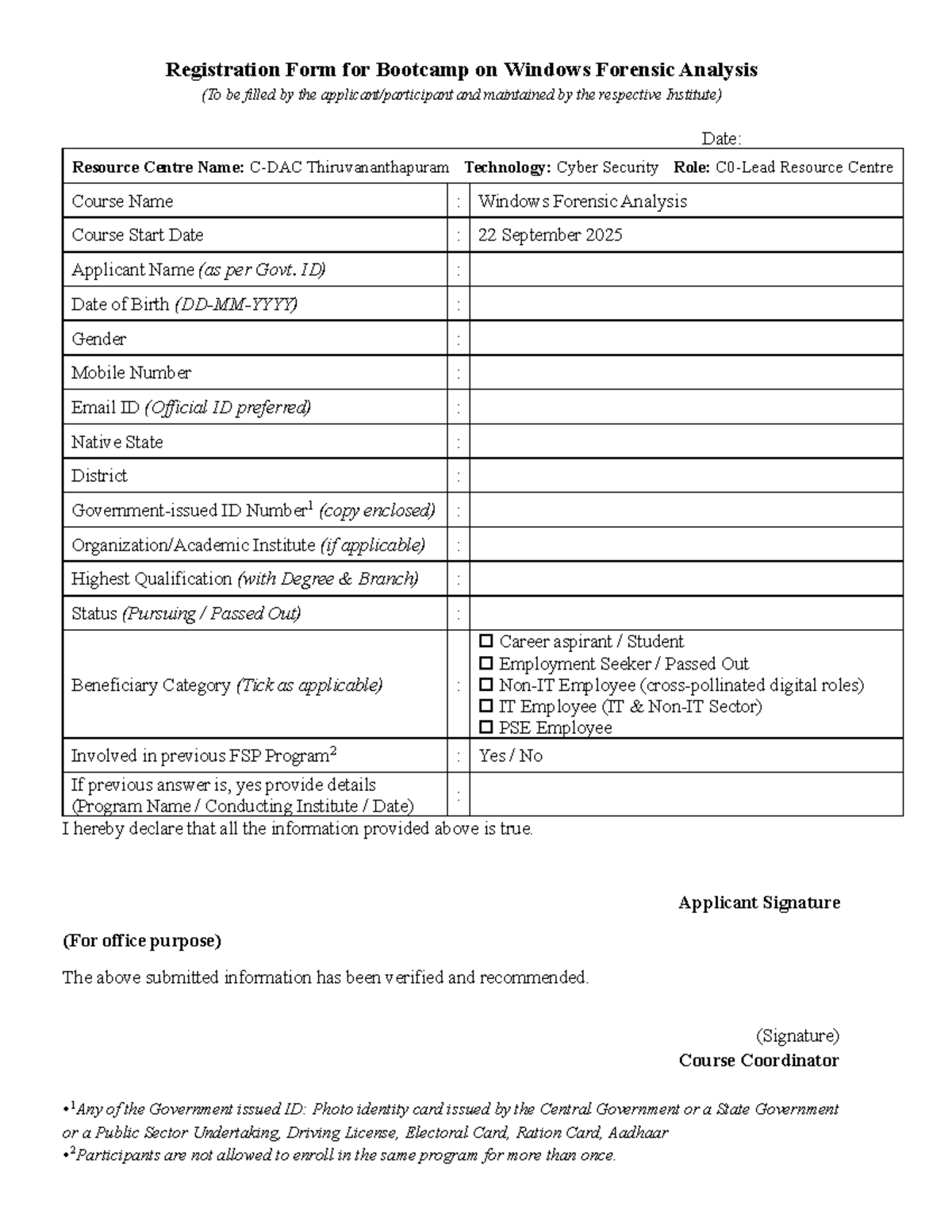 Bootcamp Registration Form for Windows Forensic Analysis - Studocu
