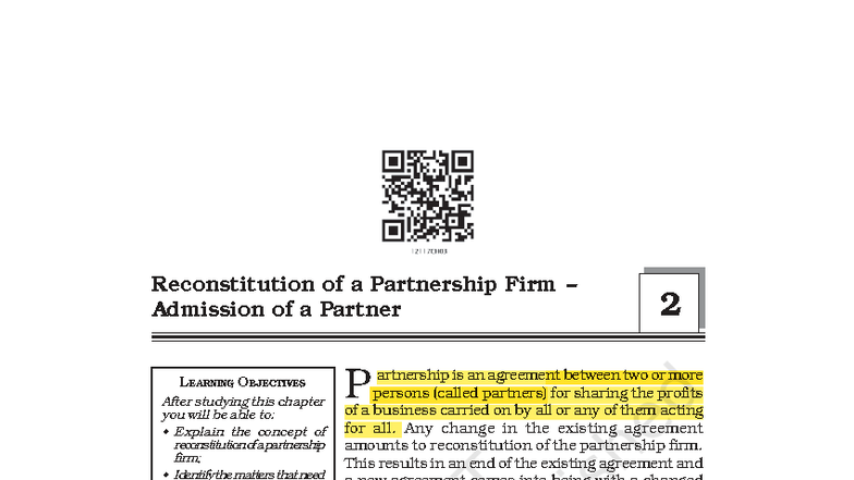 Reconstitution of a Partnership Firm: Admission of a Partner (ACC 2,3,4 ...