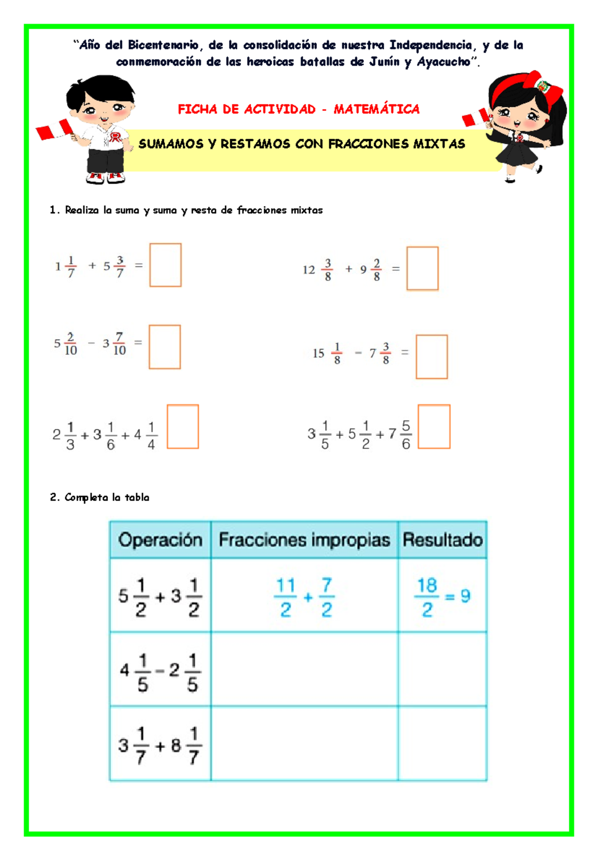 Suma Y Resta De Fracciones Mixtas Sumar Y Restar Fracciones Propias E