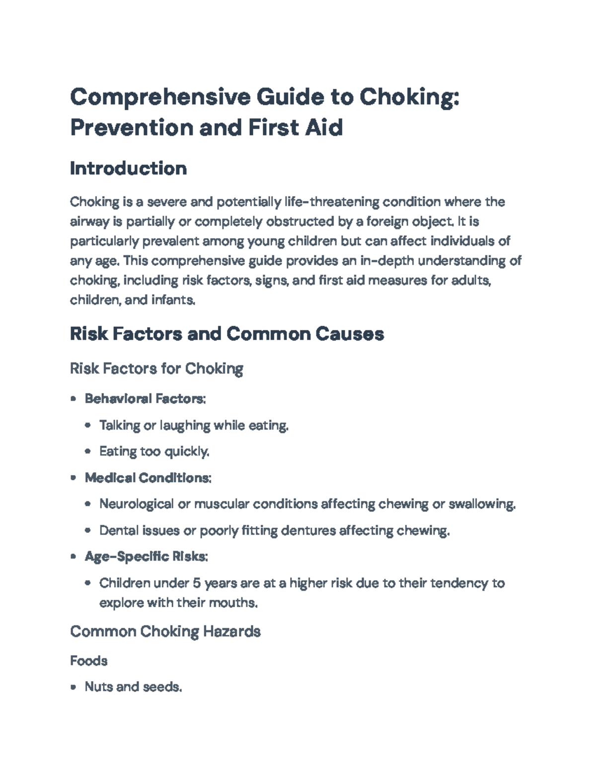 Comprehensive Guide to Choking: Prevention and First Aid Techniques ...