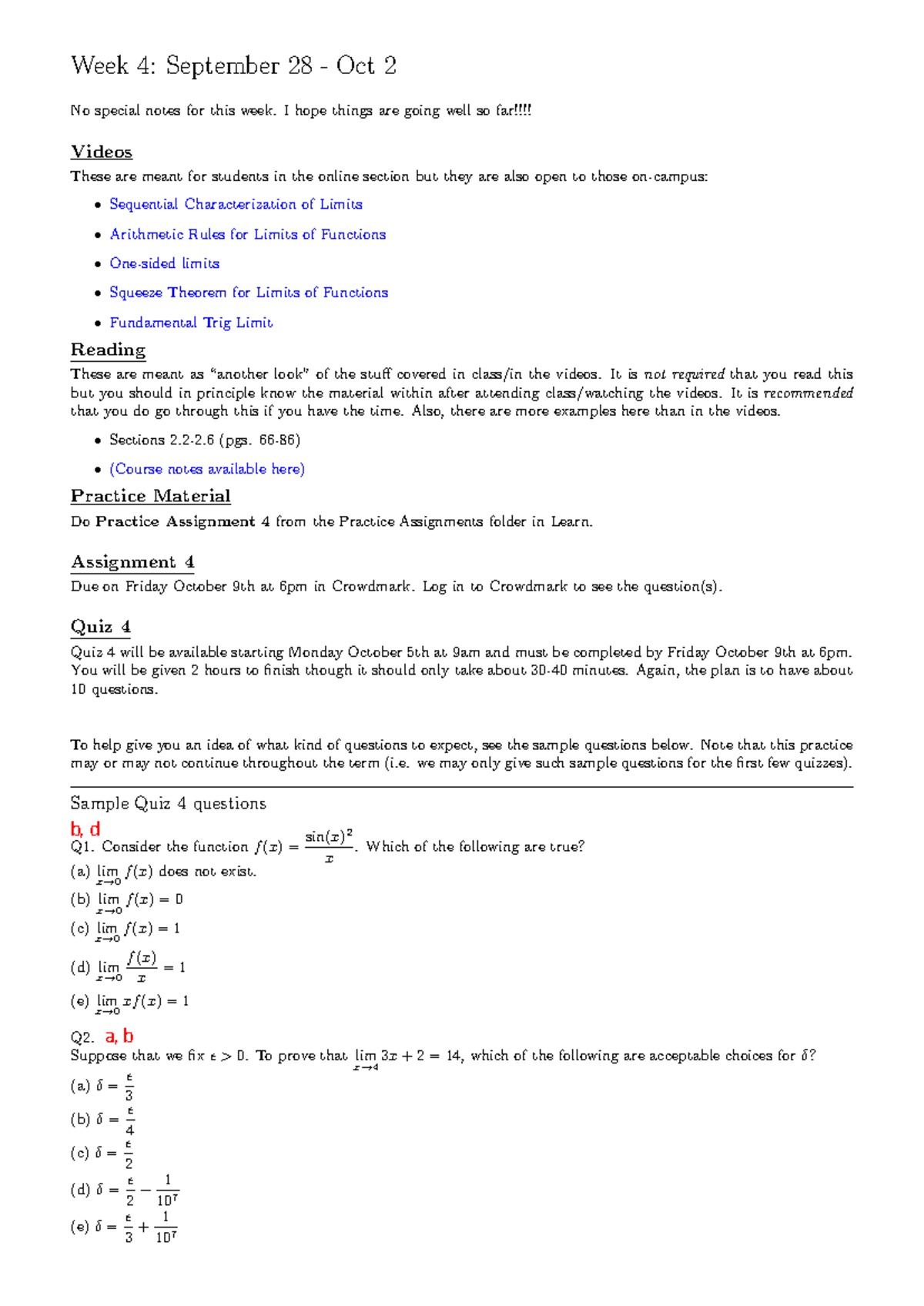 Week 4 - Practice Material & Quiz 4 Overview for Students - Studocu