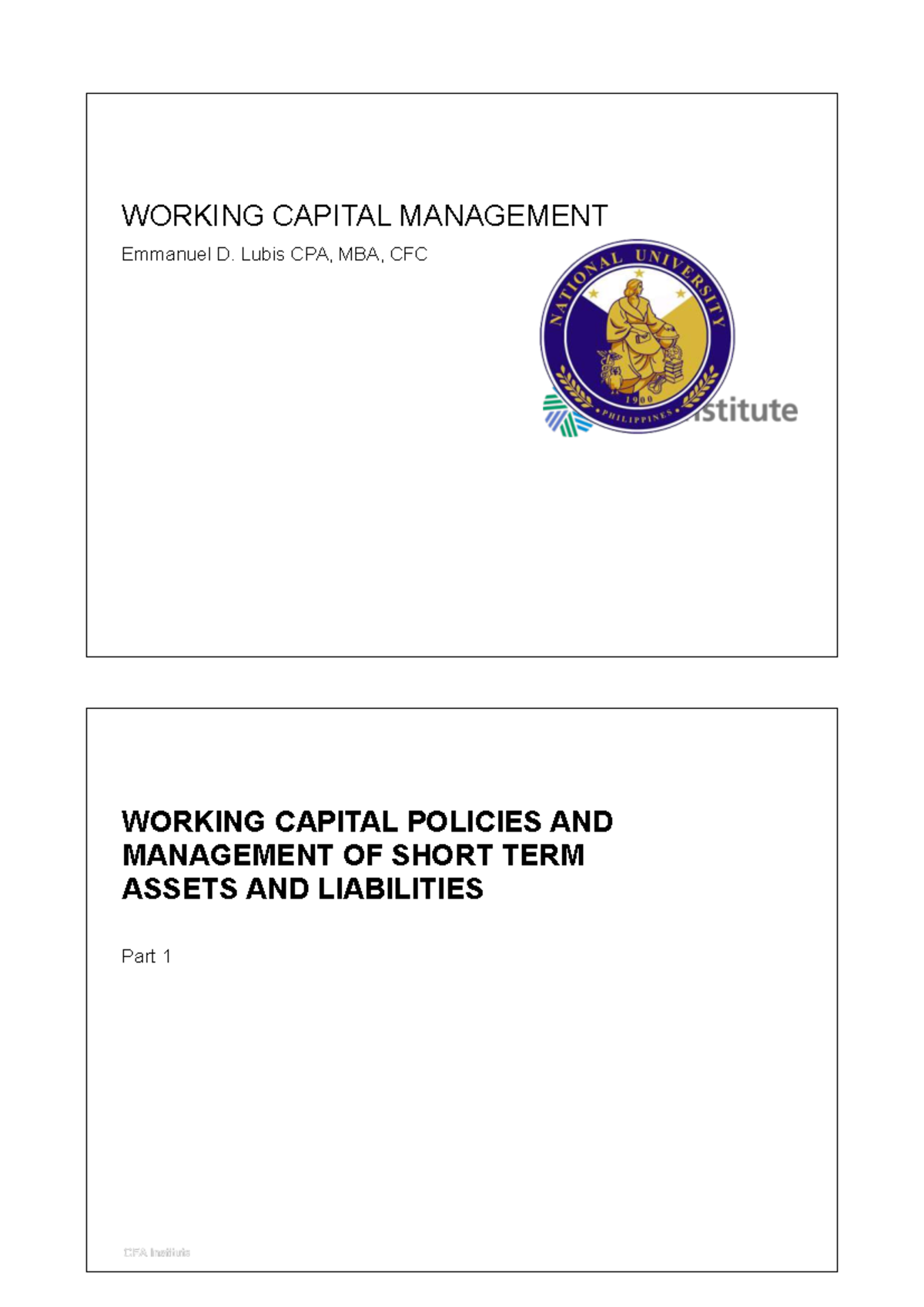 WORKING CAPITAL MANAGEMENT (FINANCIAL MGMT 101) - POLICIES & TECHNIQUES ...