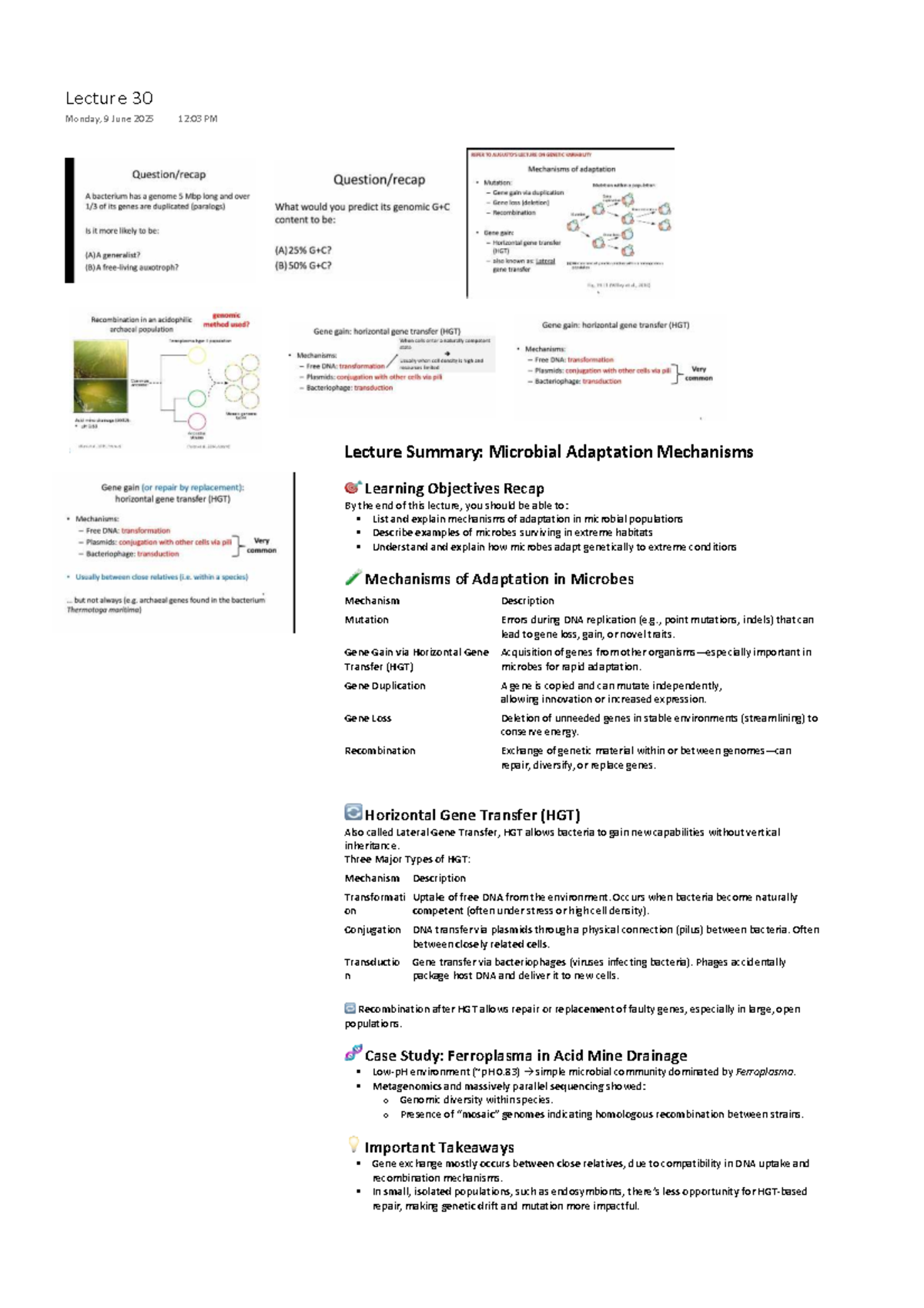 Lecture 30: Microbial Adaptation Mechanisms in Extreme Environments ...