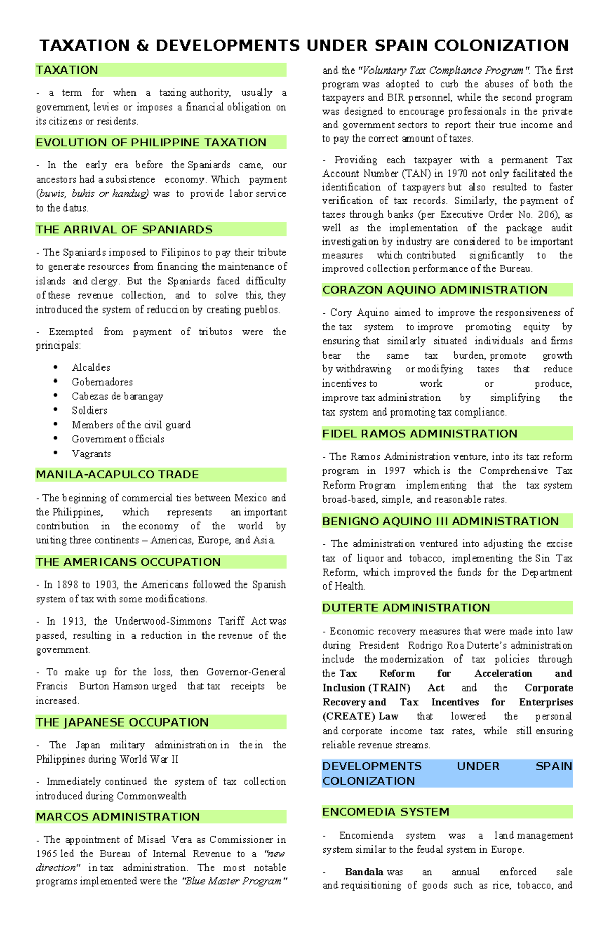 Taxation Developments in the Philippines Under Spanish Colonization ...