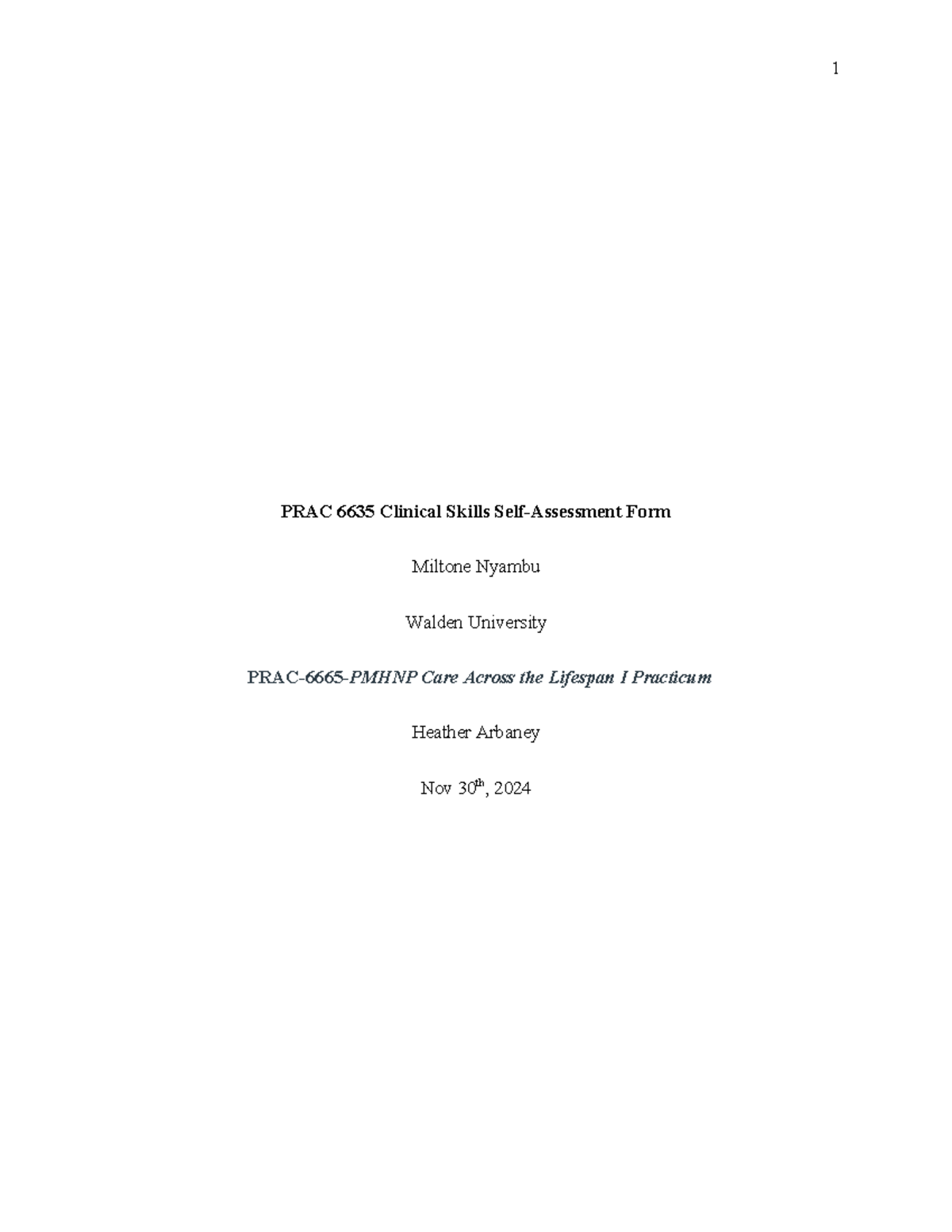 PRAC 6635 Clinical Skills Form: Self-Assessment & Growth Plan - Studocu