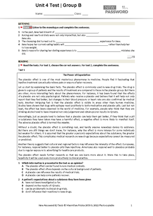 New Password B1+ CST 7A challenge short test 7 vocabulary and grammar ...