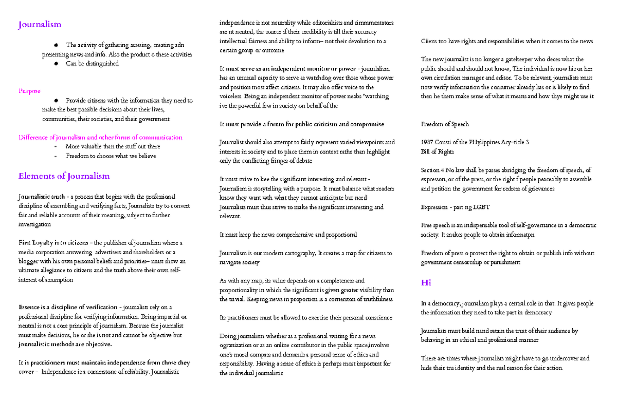 Media Literacy - Journalism - Journalism The activity of gathering ...