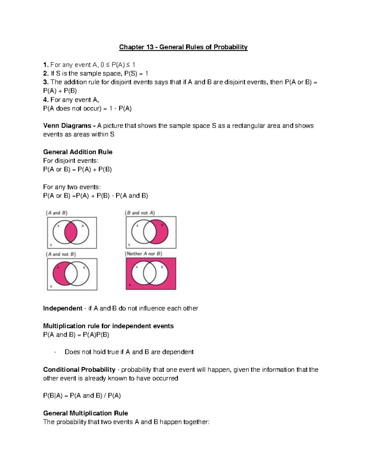 Chapter 13 - General Rules of Probability - Chapter 13 - General Rules ...
