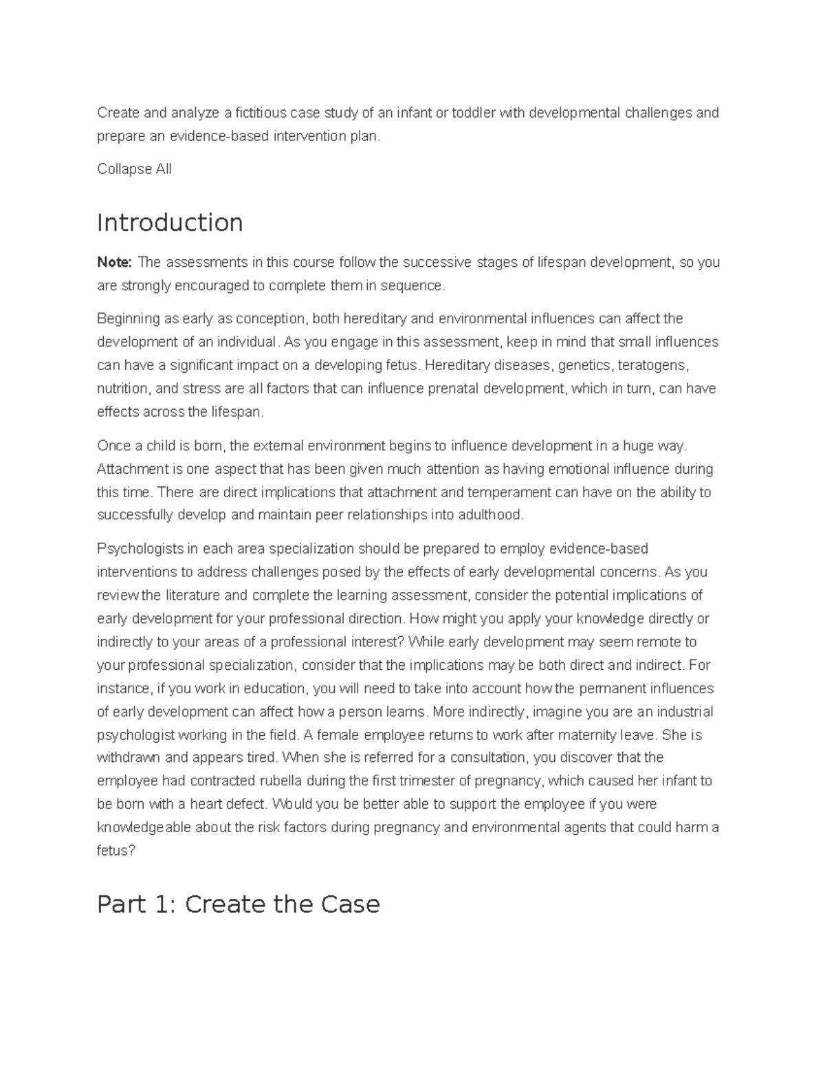 Case Study & Intervention Plan for Developmental Challenges in Infants ...
