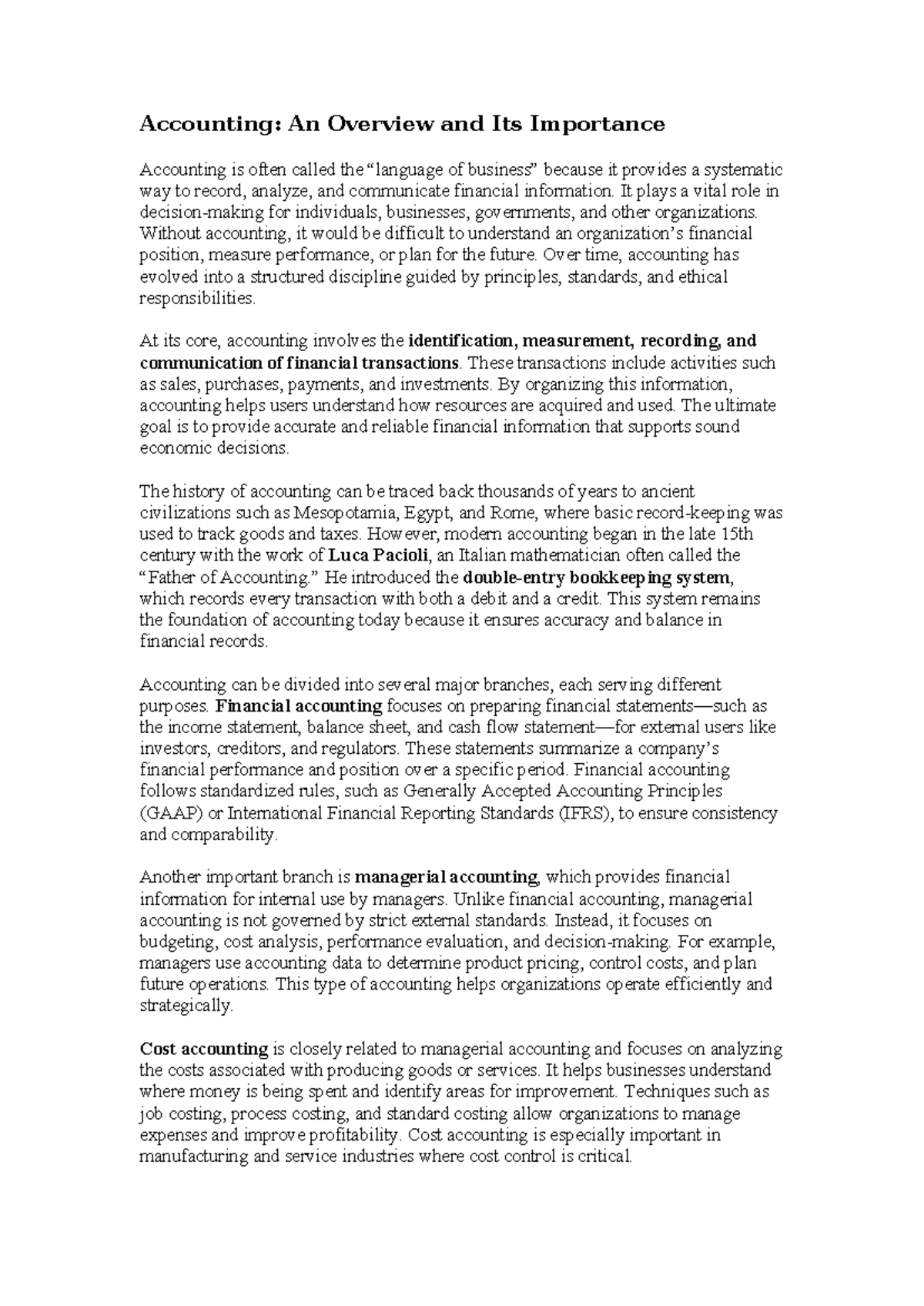 Accounting 101: Overview & Importance of Financial Practices - Studocu