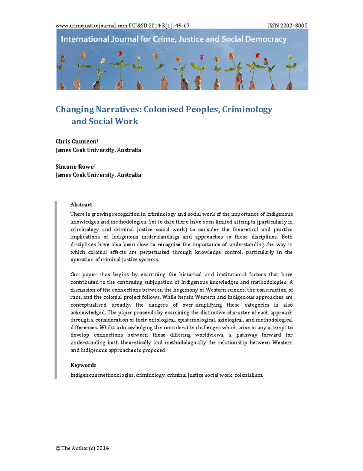 Changing Narratives: Indigenous Perspectives in Criminology and Social ...