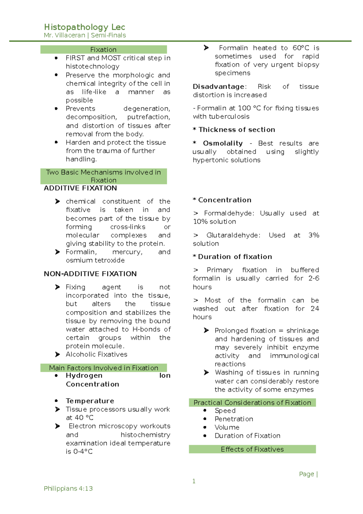 Histopathology Fixation Techniques - Histopath Lec 2023 - Studocu
