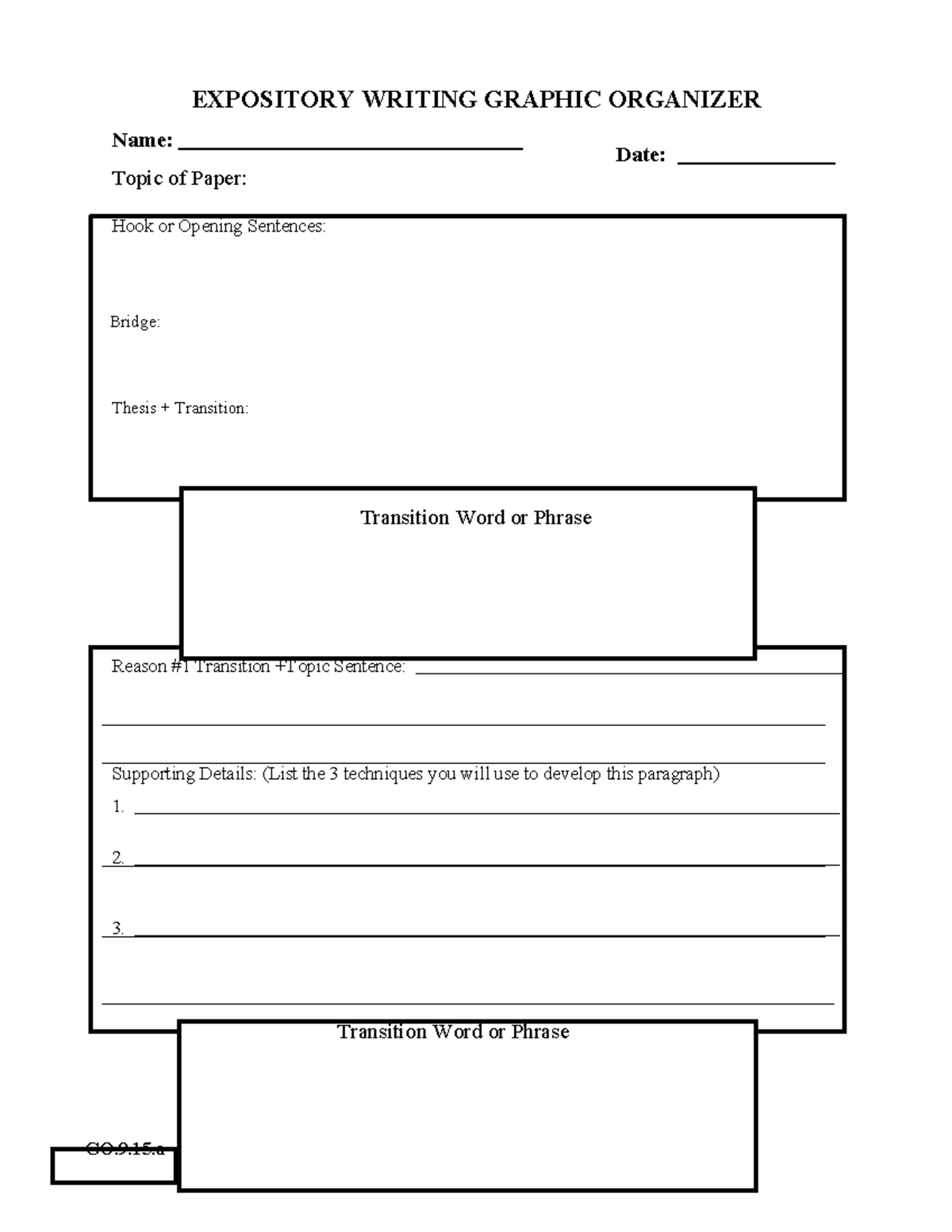 Explanatory Writing Graphic Organizer