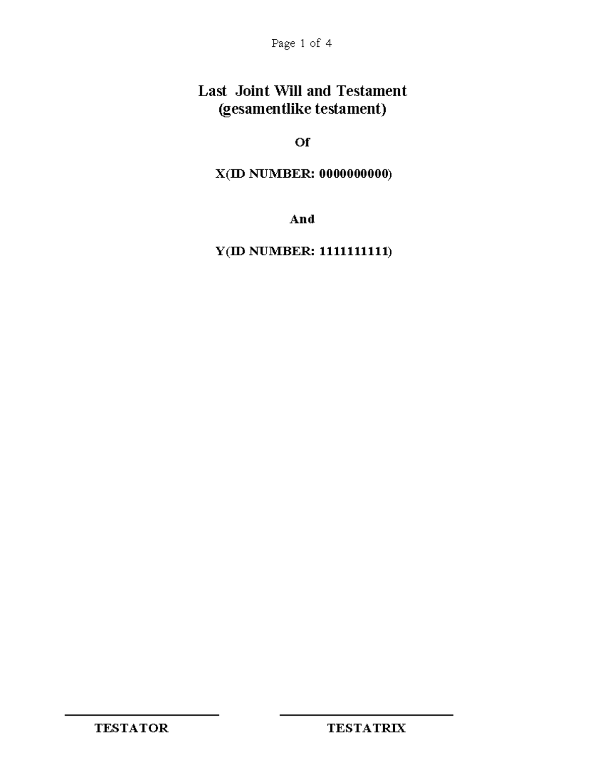 319870222 Joint Will Document Format and Guidelines - Studocu