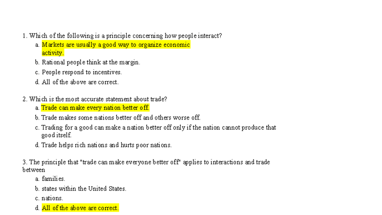 ECO 101: Sec 1.2 MC - Principles of Economic Interaction - Studocu