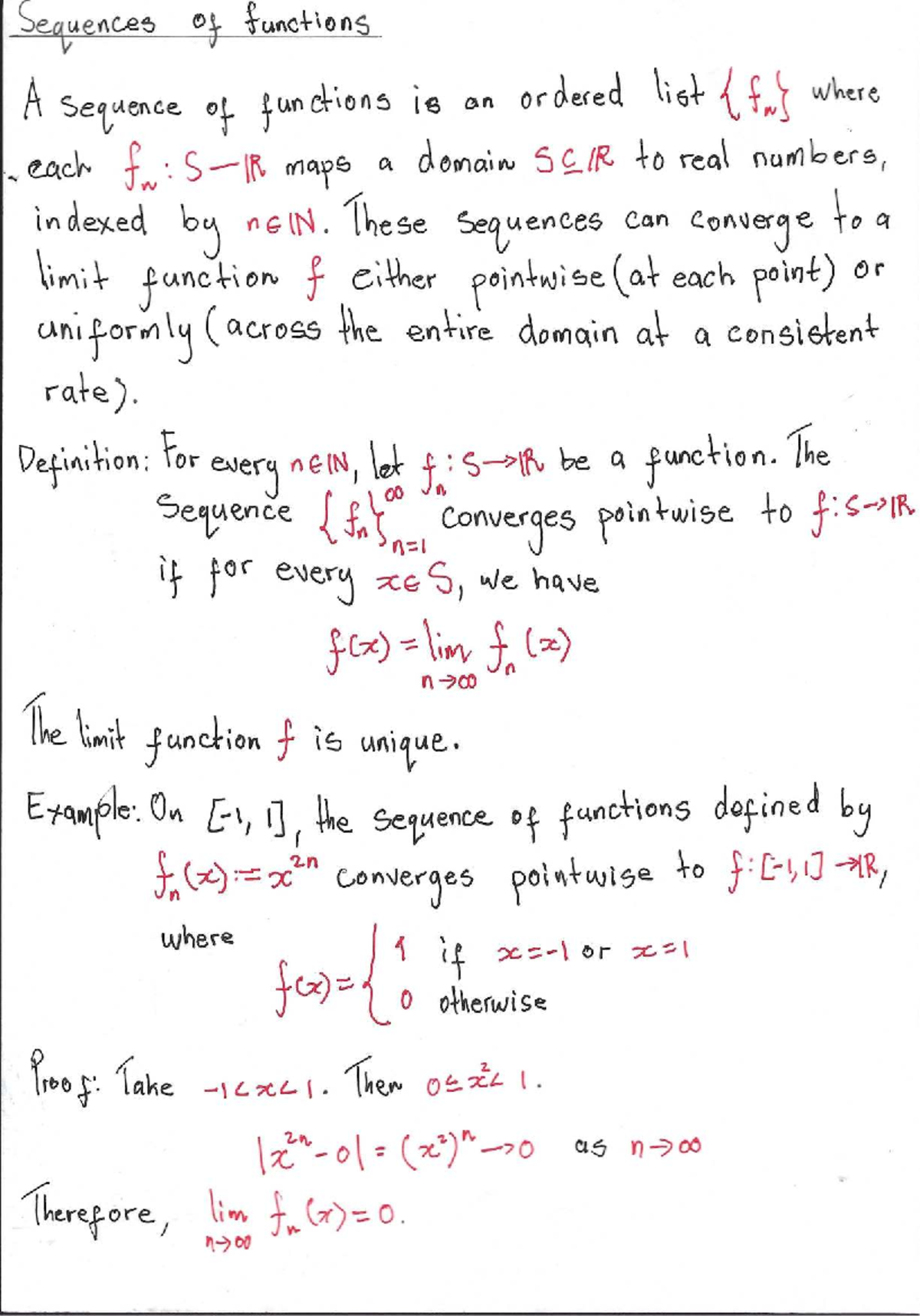 Lecture 4: Sequences of Functions in Analysis (Course Code: 5C) - Studocu