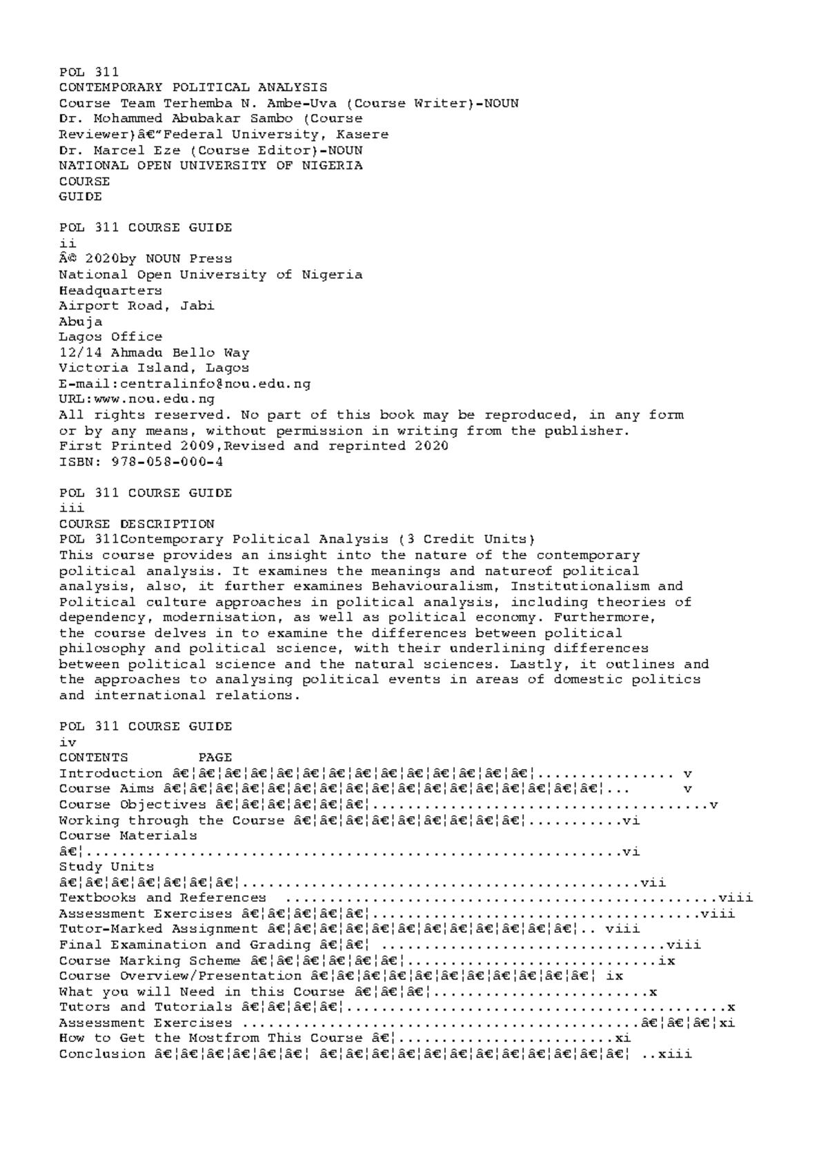 POL 311: Contemporary Political Analysis Course Questions - Studocu