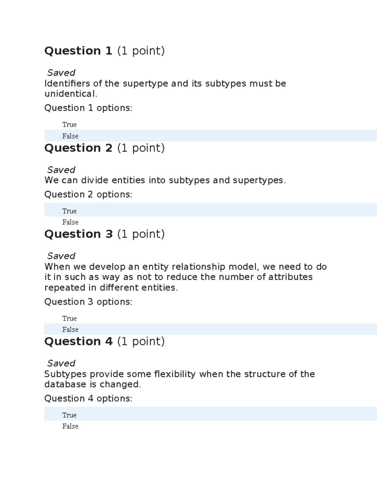 CST8215 Hybrid Quiz 2 - Entity Relationships and Subtype Concepts - Studocu