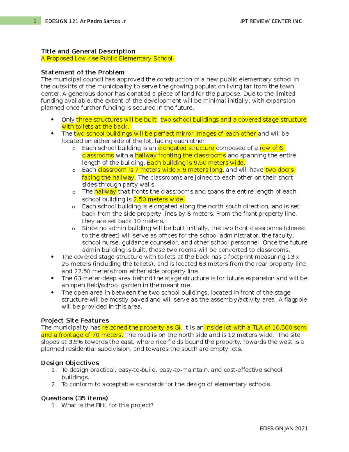Edesign Module Problem - Title and General Description A Proposed Low ...