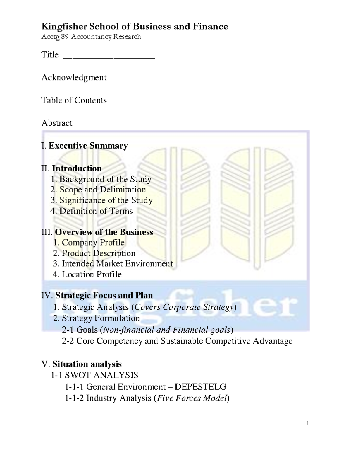 Acctg 89 Accountancy Research Feasibility Study Outline - Studocu