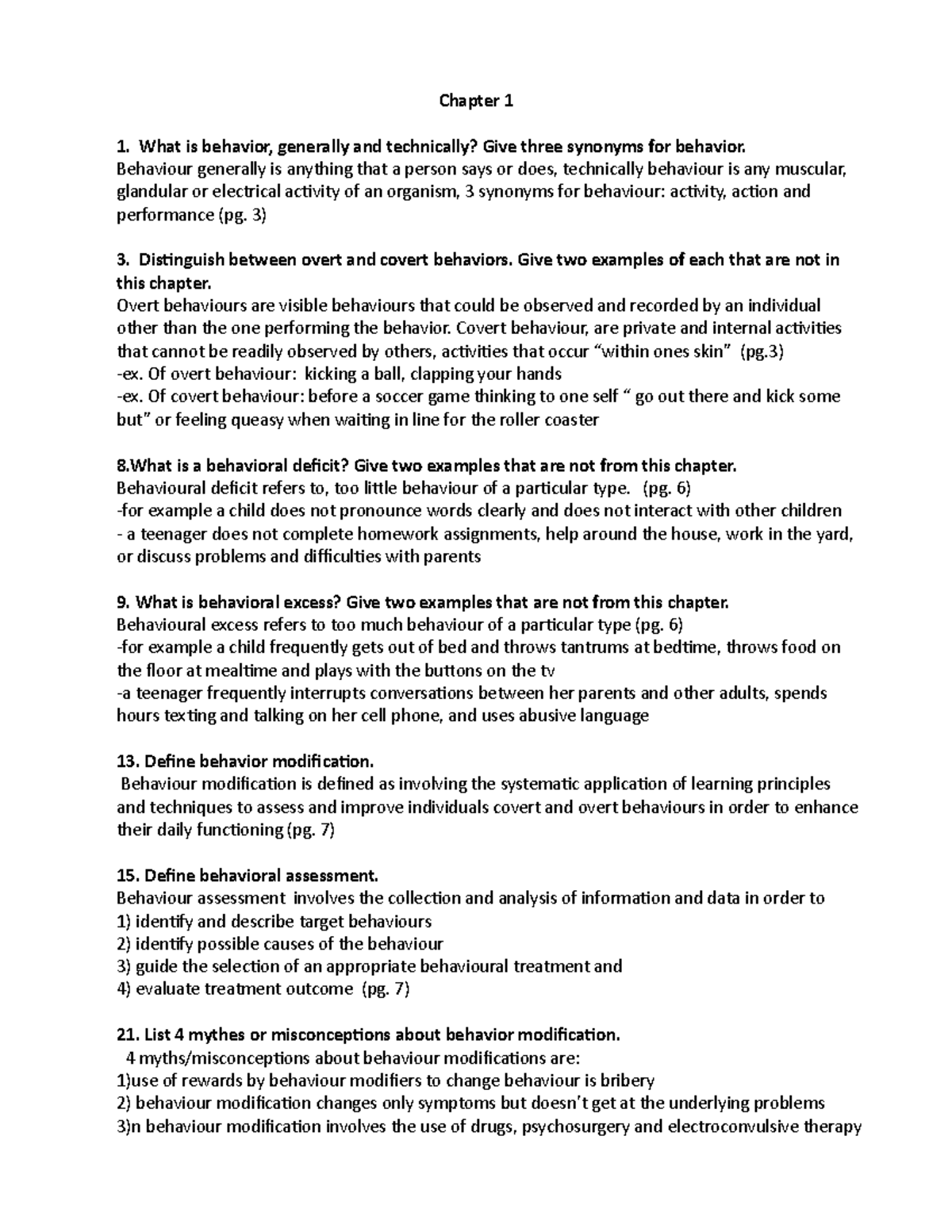 Behaviour Modification Principles - Lecture notes - Exam Notes ...