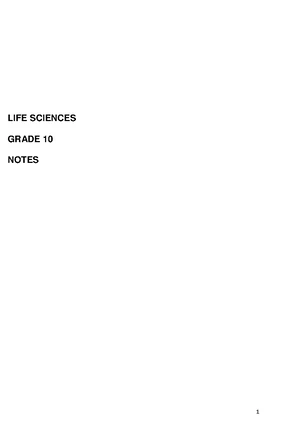 LIFE Sciences Grade 10 Notes - LIFE SCIENCES GRADE 10 NOTES TABLE OF ...
