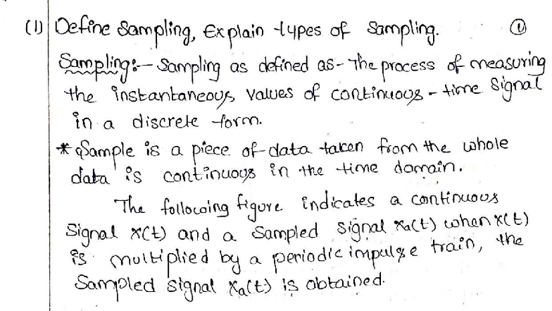 Sampling Techniques and Pulse Code Modulation in Signals (POC) - Studocu