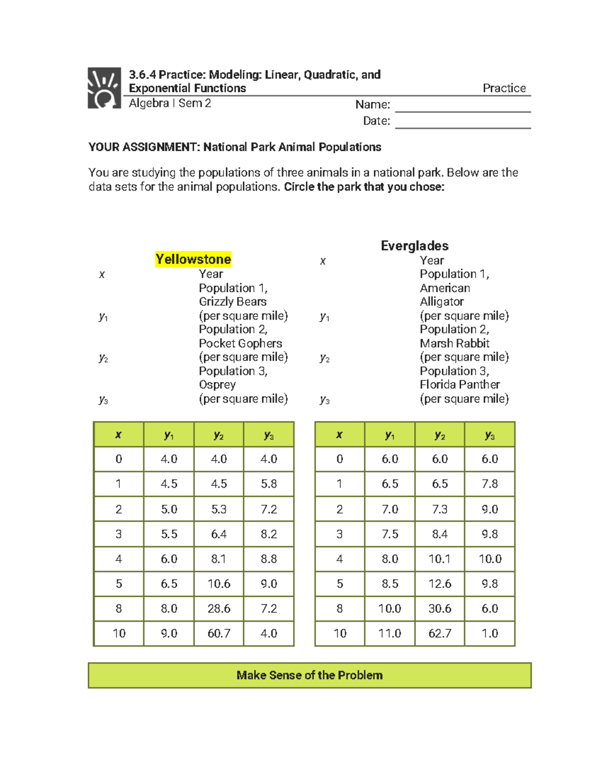 3.6.4 Practice: Modeling Linear, Quadratic, & Exponential Functions ...