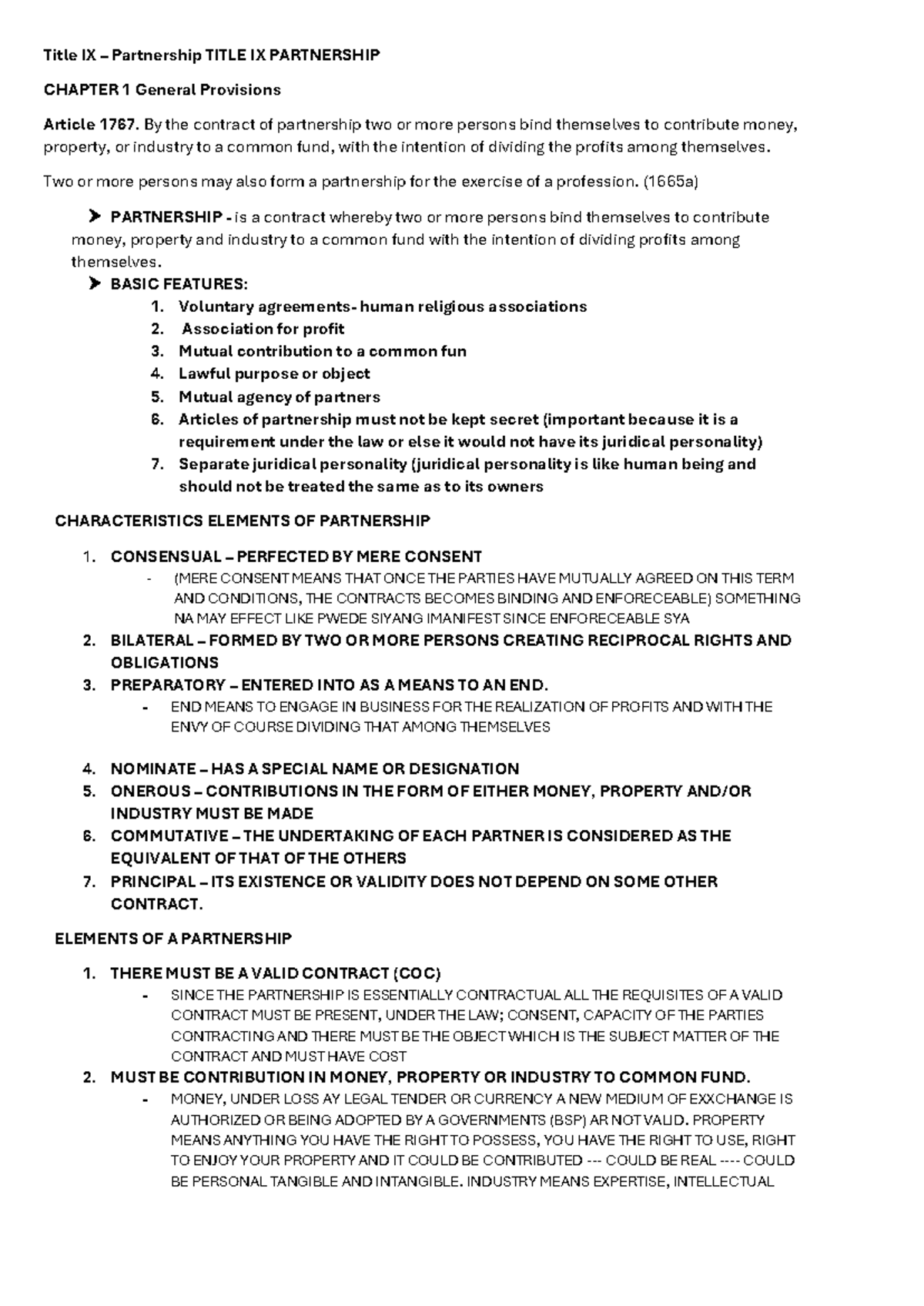 Chapter 1 - General Provisions of Partnership (BUSINESS LAW) - Studocu
