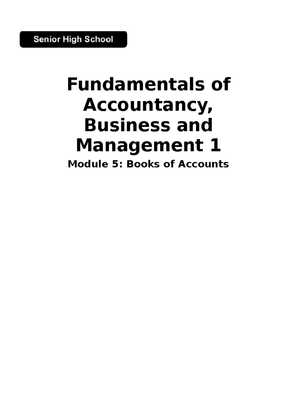 Fundamentals of Accountancy Module 5 - Fundamentals of Accountancy ...