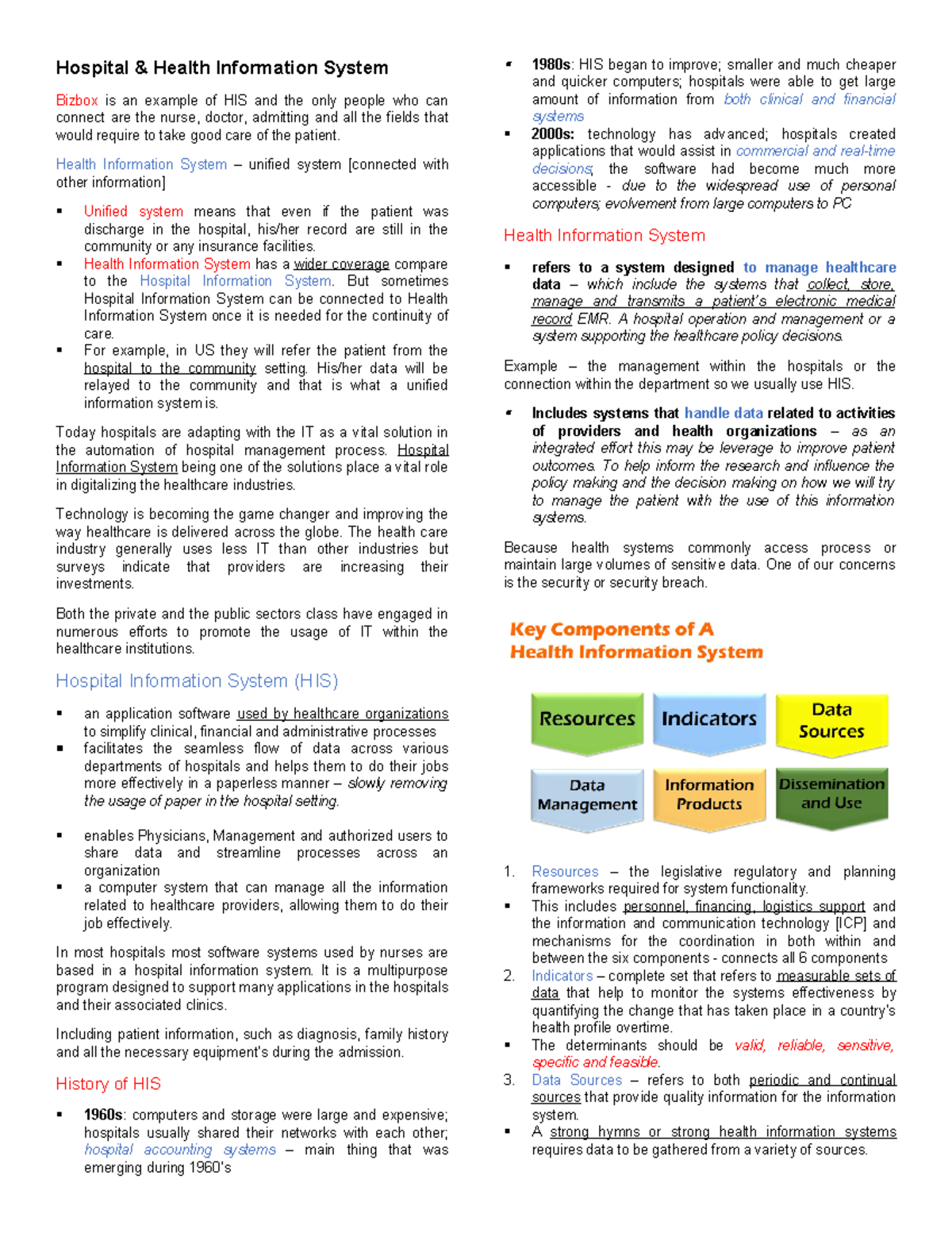 Nursing Informatics Lecture Notes: Hospital & HIS Overview - Studocu