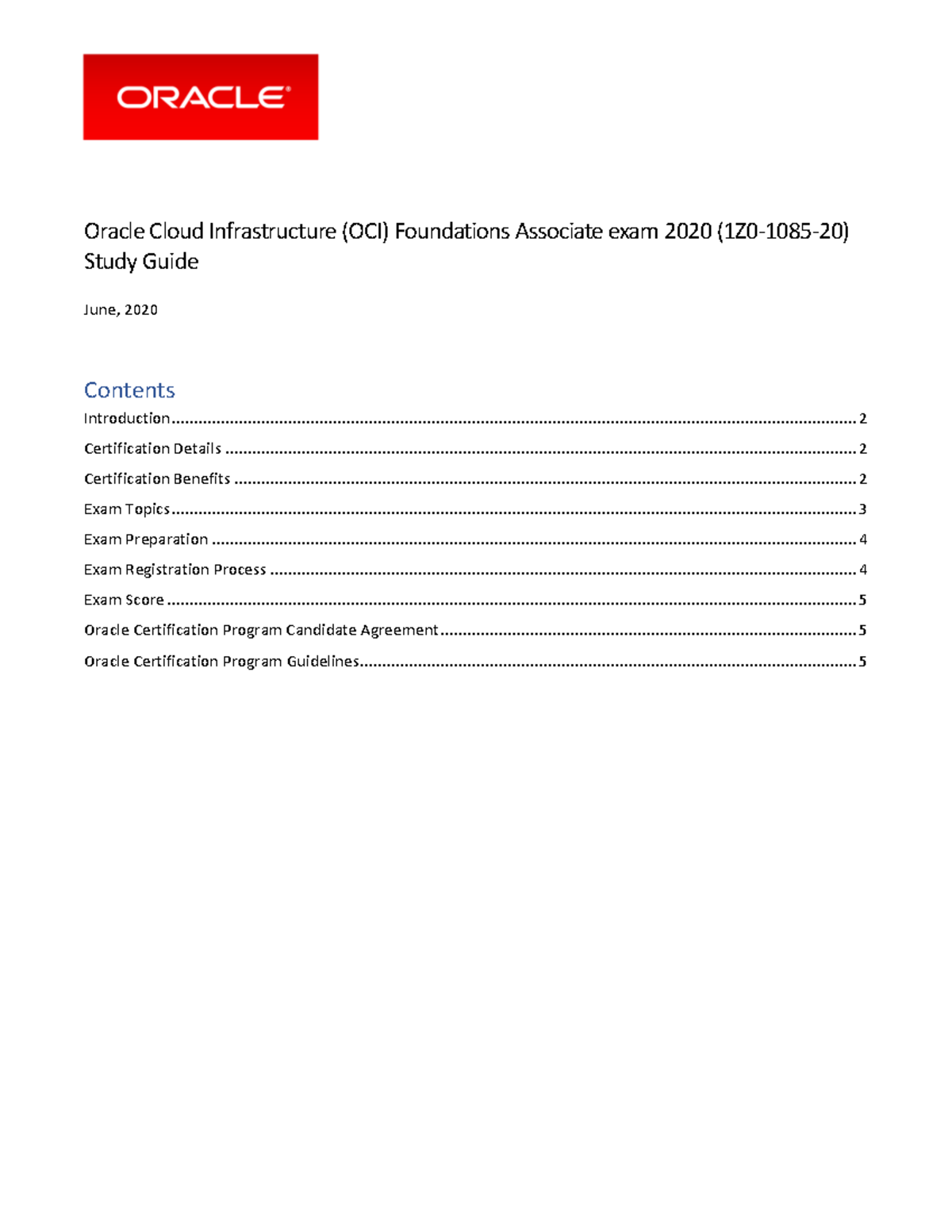 OCI Foundations Associate Certification 2020 Study Guide - Studocu
