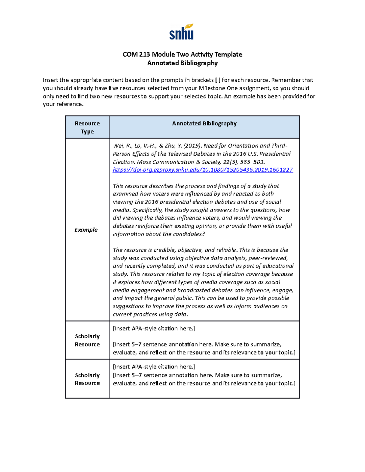 COM 213 Module Two Activity Template - COM 213 Module Two Activity Template Annotated ...