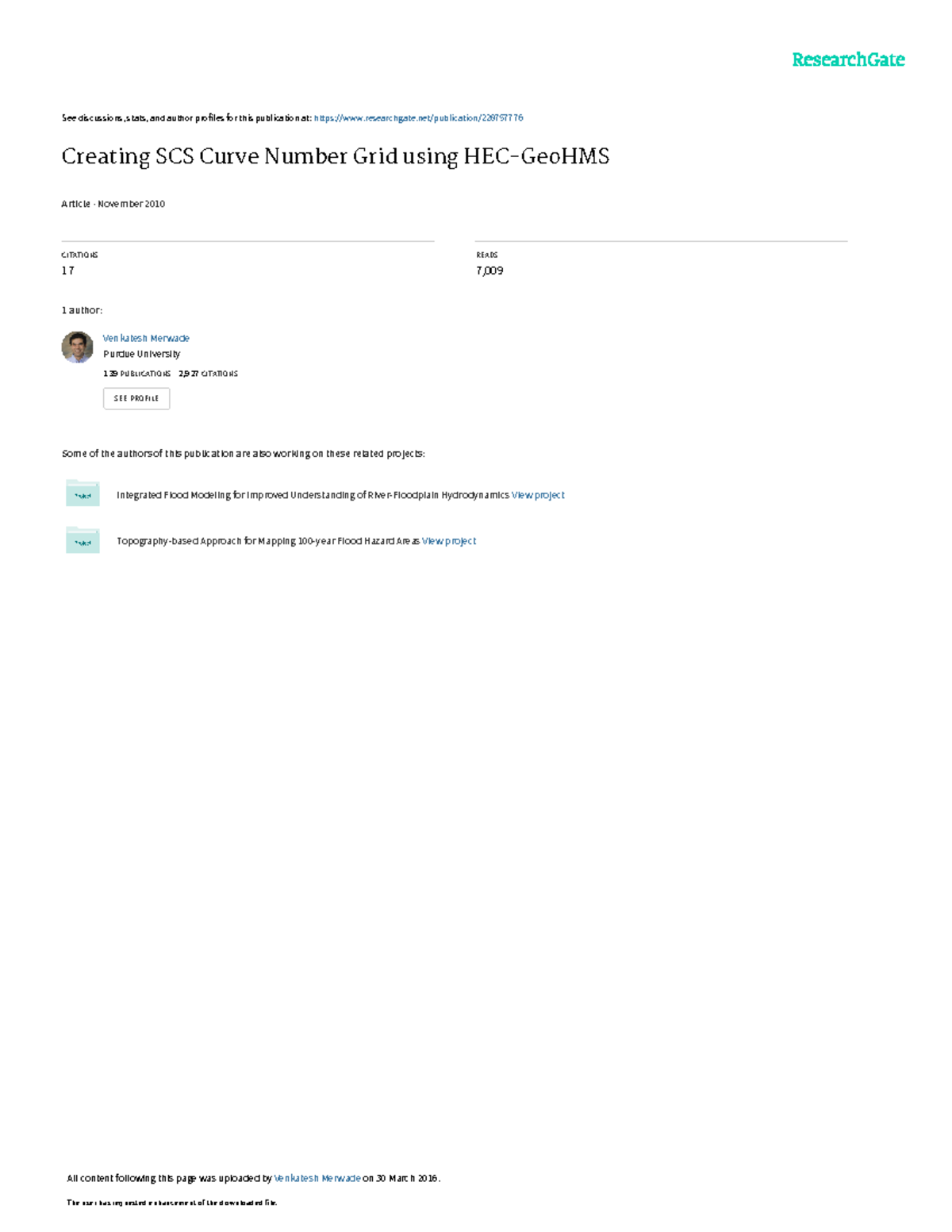 Creating SCS Curve Number Grid for Hydrologic Modeling (CNGRID) - Studocu