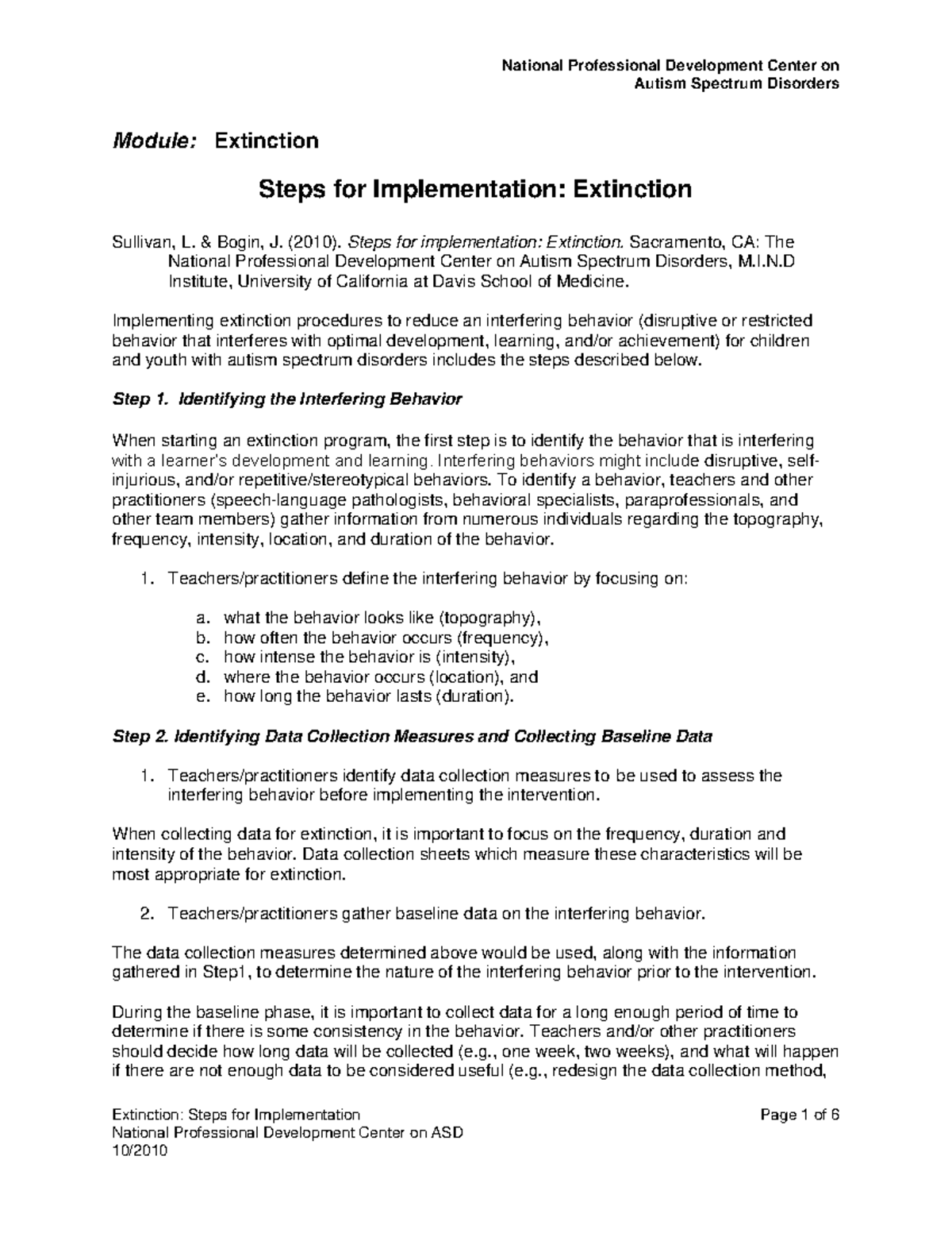 Extinction Steps 0 - none - Autism Spectrum Disorders Module ...