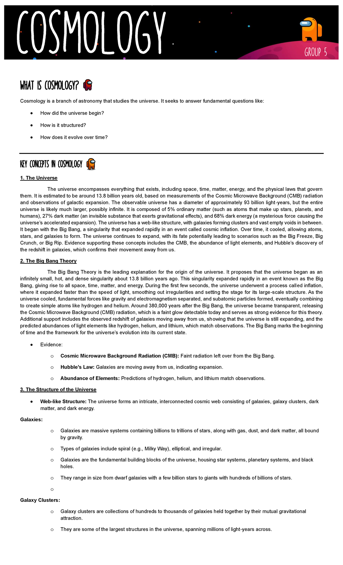 Cosmology - Handouts-Group 5 - GROup 5 What is Cosmology ...