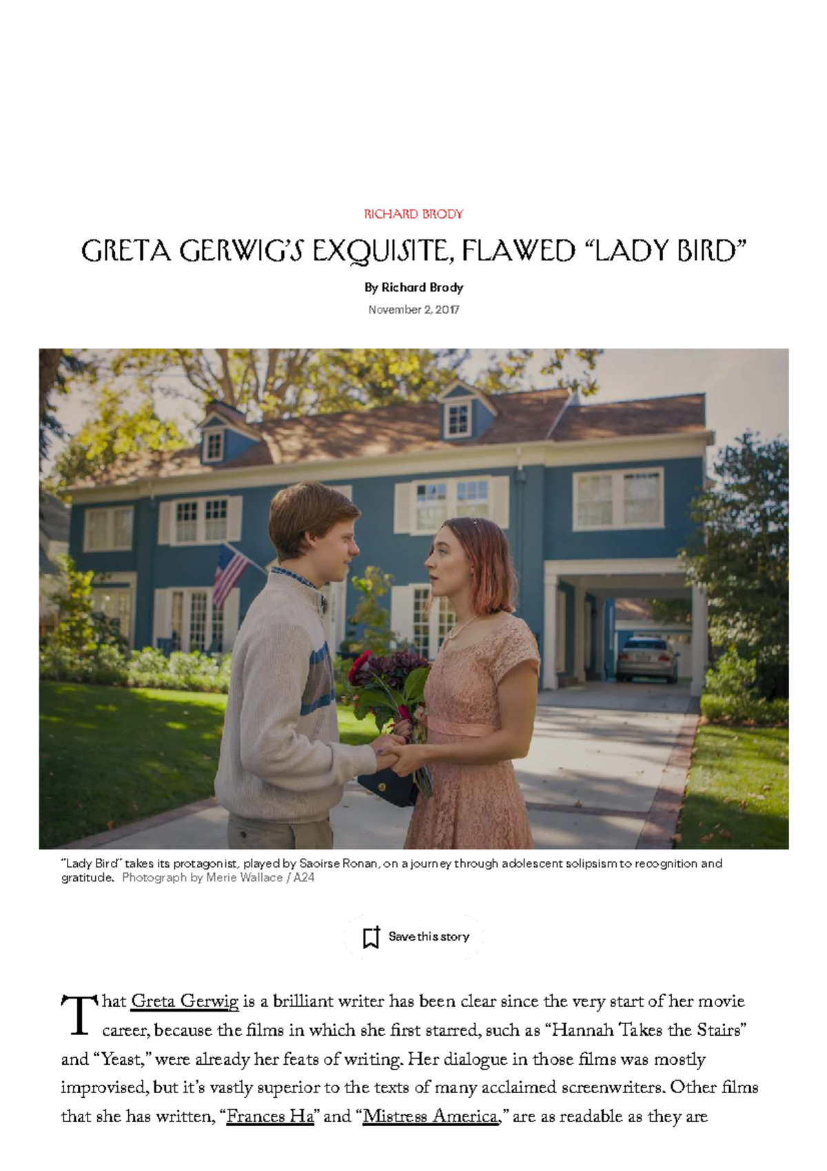 ENG 101: Review of Greta Gerwig's Exquisite, Flawed "Lady Bird" - Studocu