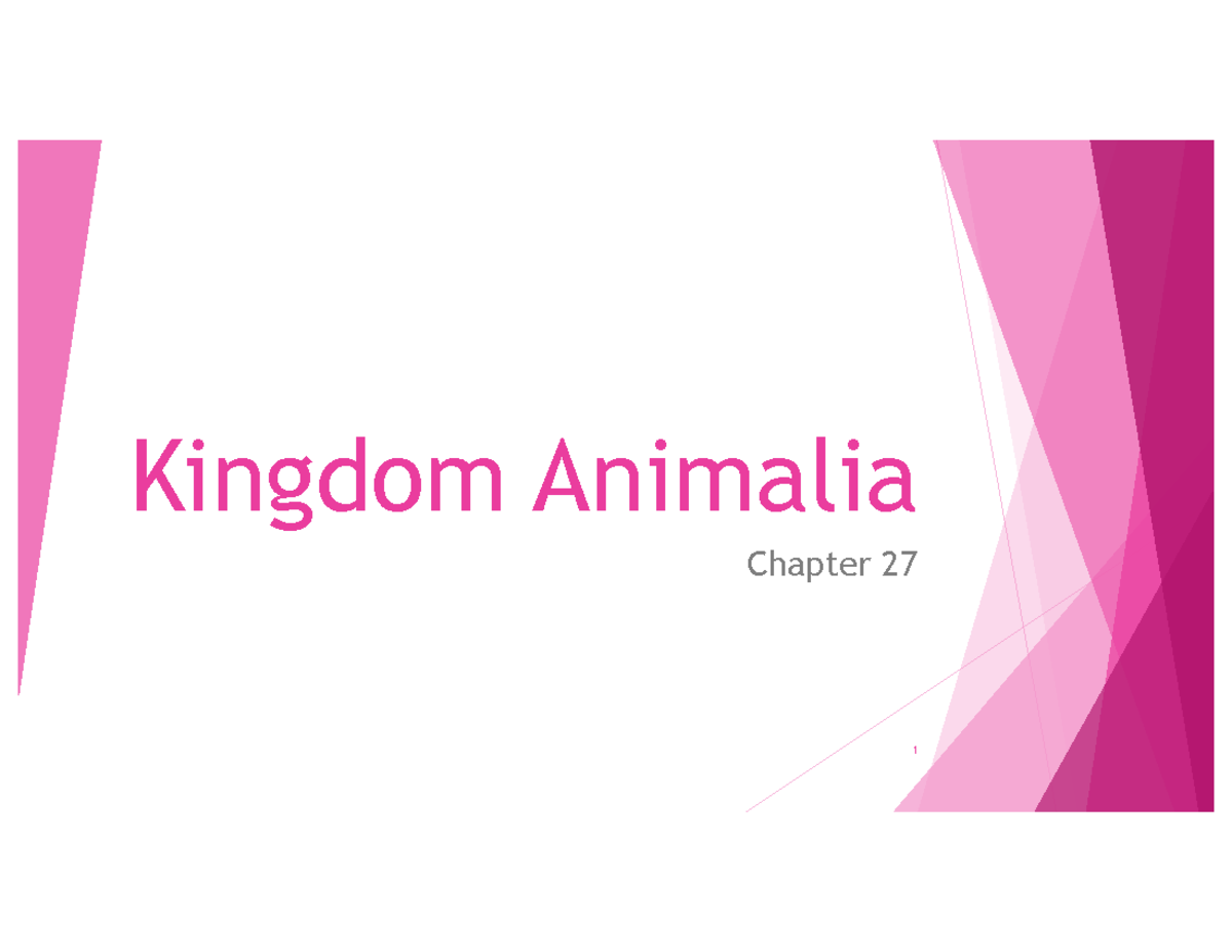 Biology 101: Kingdom Animalia Chapter 27 Overview - Studocu
