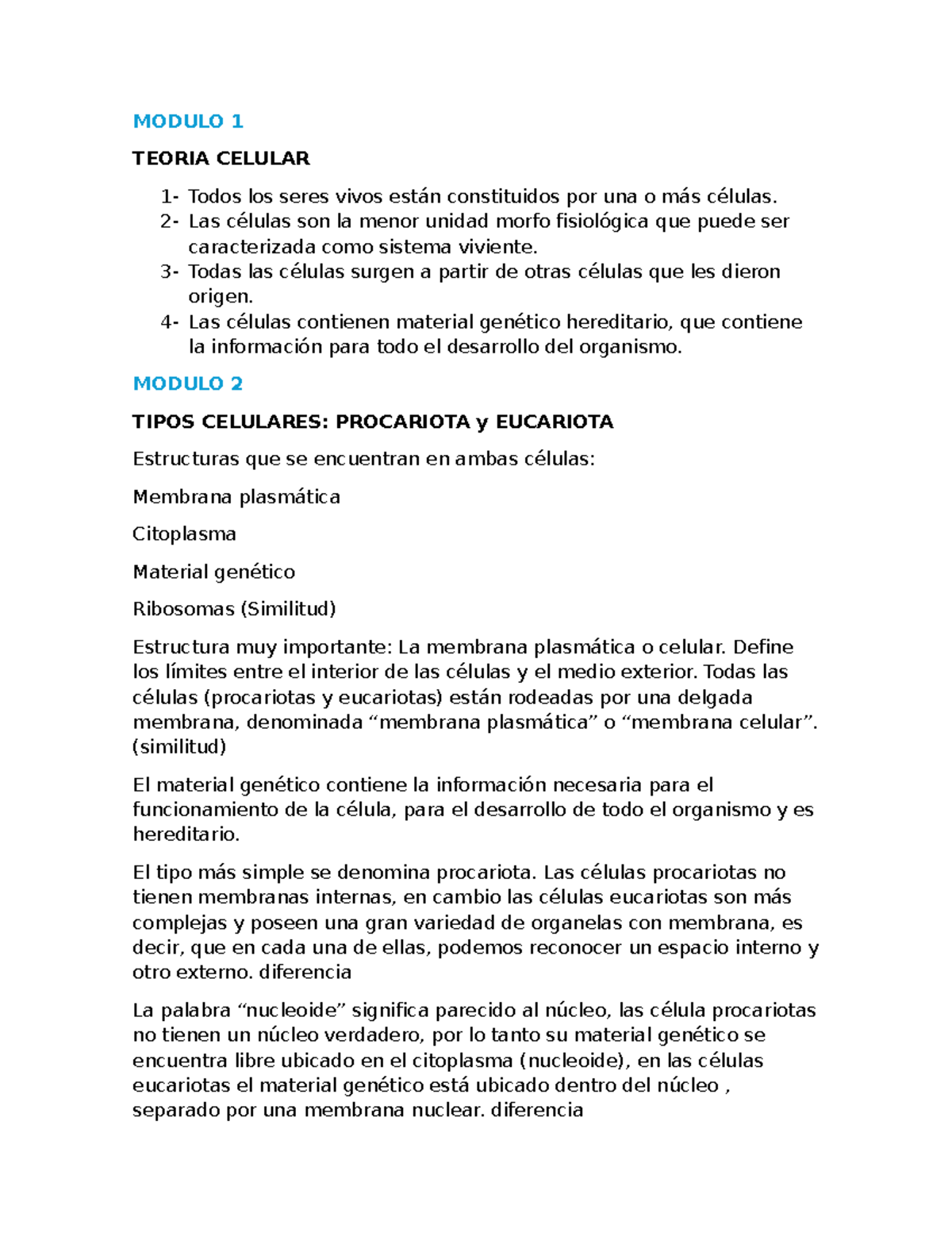 Biología 1er Parcial: Teoría y Tipos Celulares, Ciclo Celular - Studocu