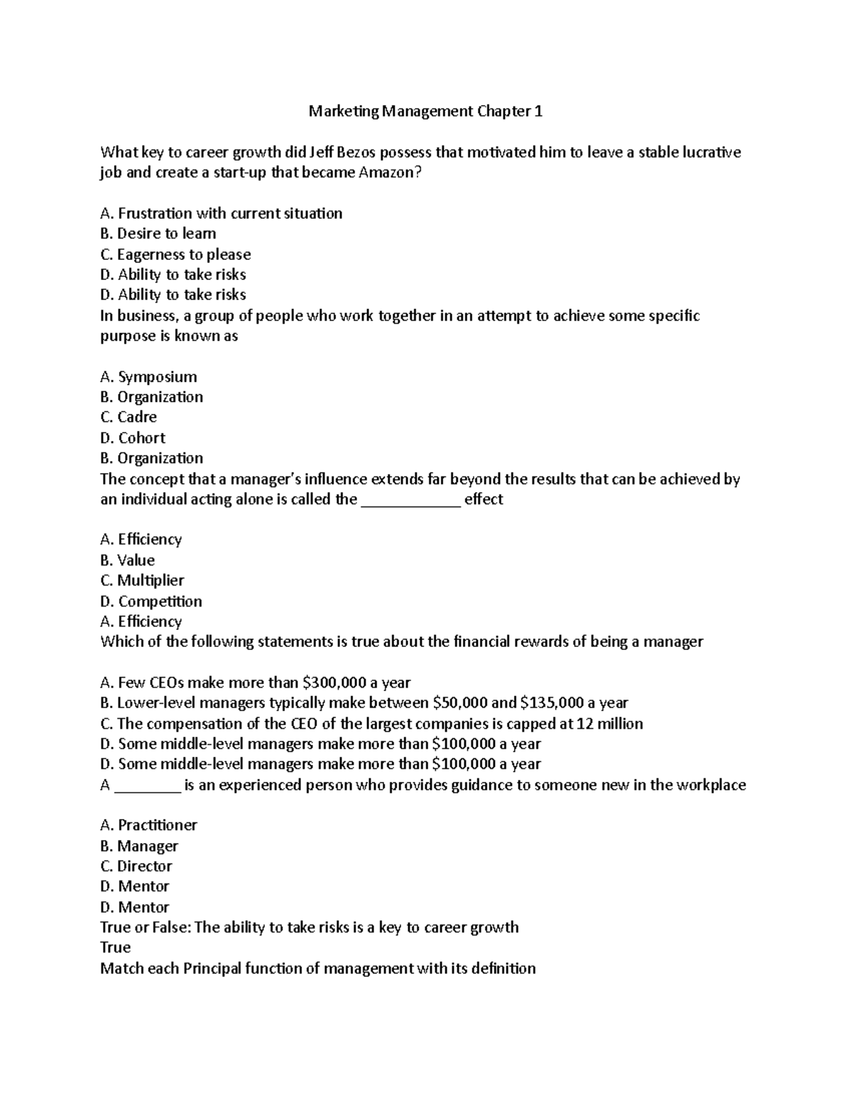 Marketing Management Chapter 1: Key Concepts and Terminology - Studocu