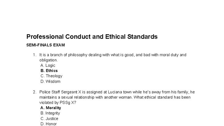Professional Conduct and Ethical Standards EXAM 1 Notes - Studocu