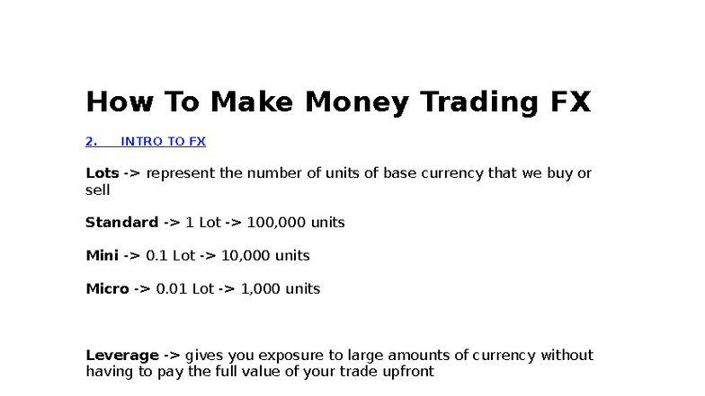 How to Profit from FX Trading: Understanding Lots & Leverage - Studocu