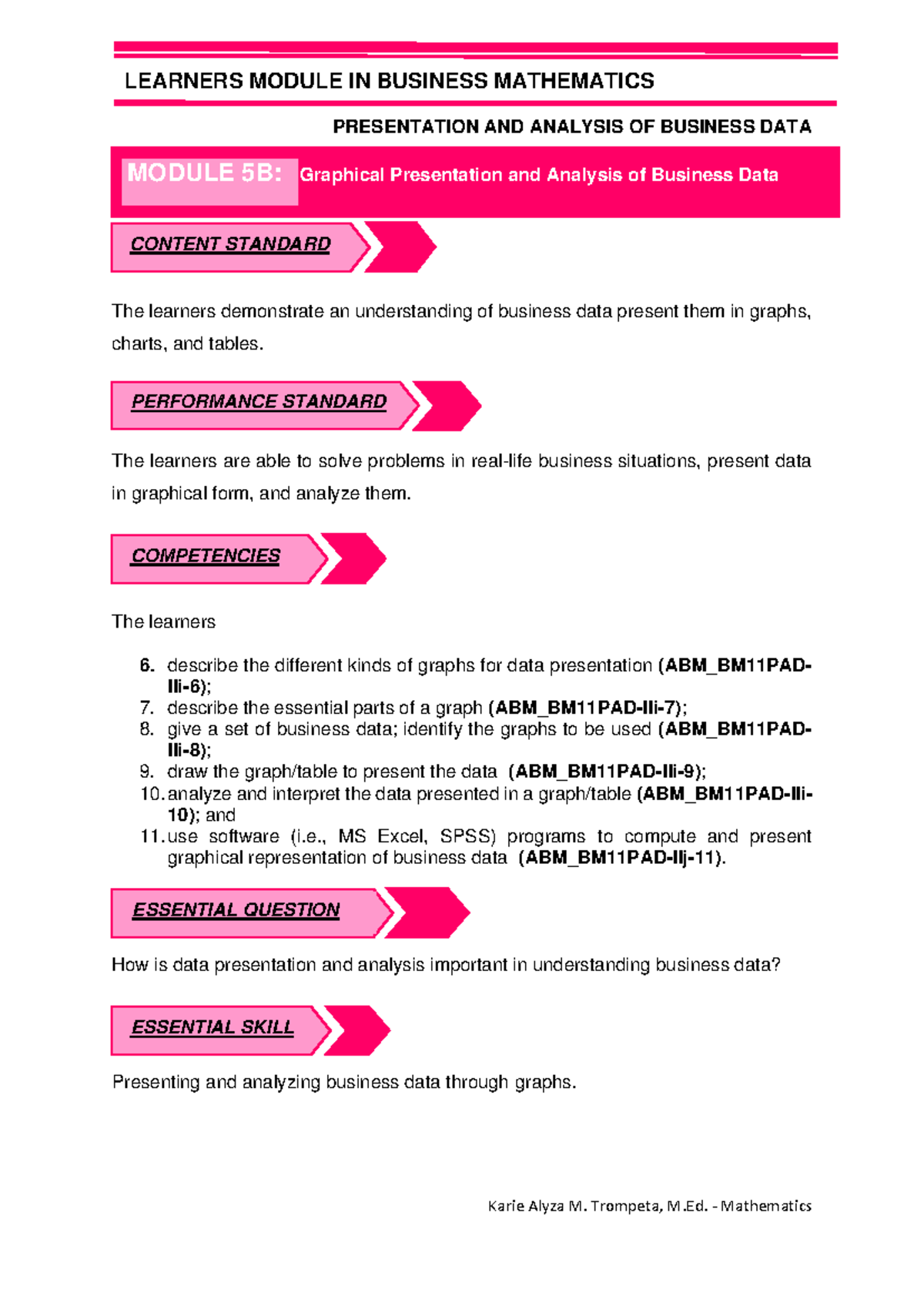 Business MATH ABM_BM11PAD Module 5B: Data Presentation & Analysis - Studocu