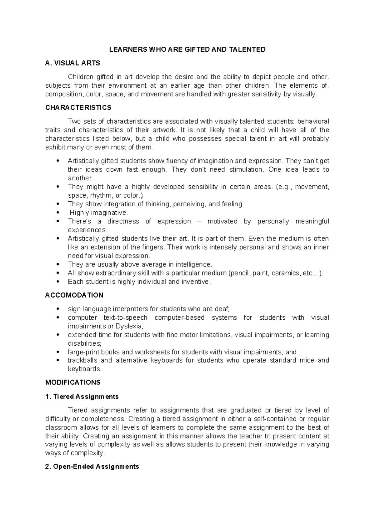 Gifted and Talented Learners: Characteristics, Accommodations, and ...