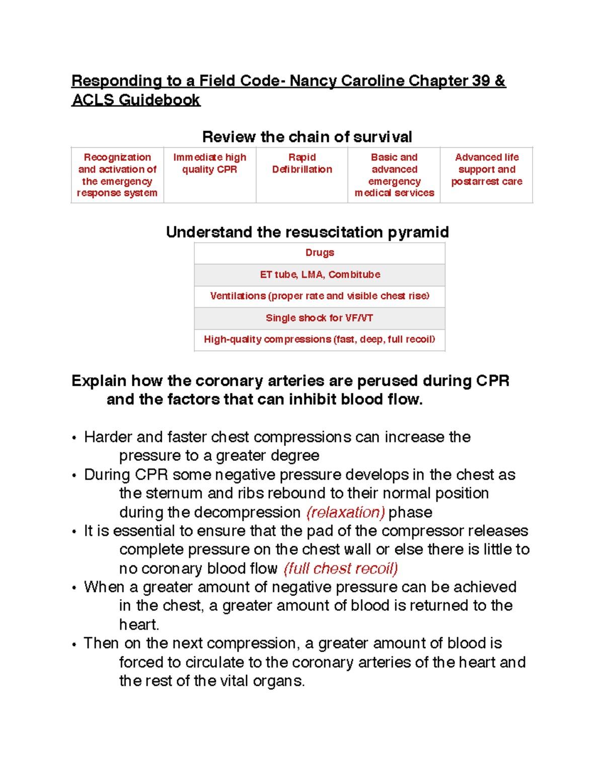 Wk 6 ACLS Cardiac Arrest Management and Resuscitation Techniques - Studocu