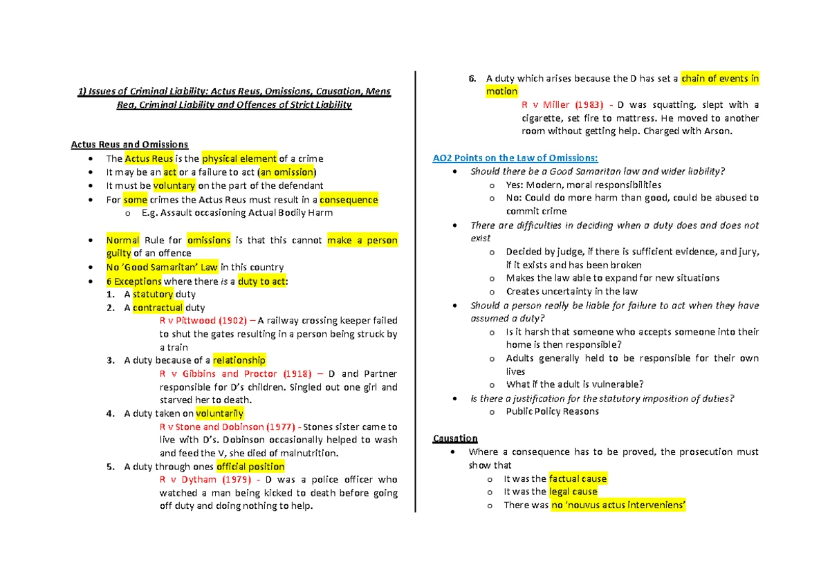 Notes OAPA 1861 - Summary Criminal Law - Notes: Offences Against the ...