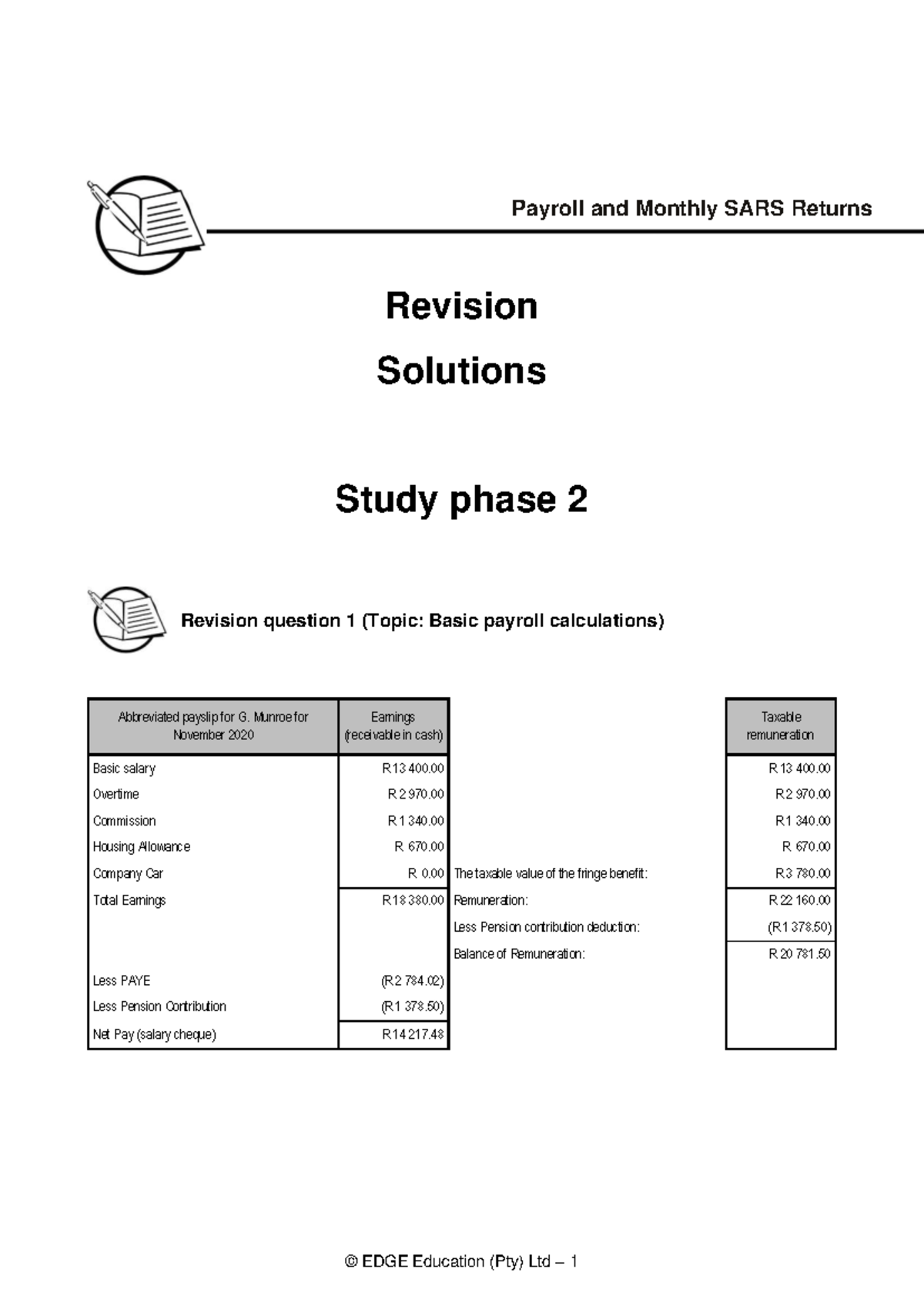 Payroll & SARS Returns Revision Solutions: Phase 2 Study - Studocu