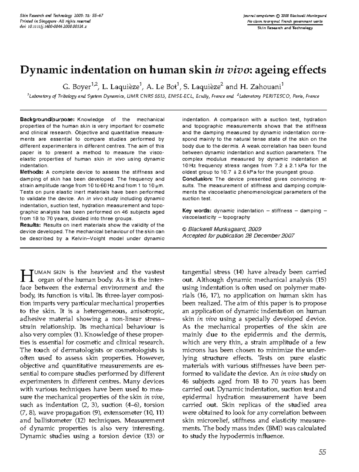 Dynamic Indentation Effects on Human Skin Mechanics - Essay 1 - Studocu